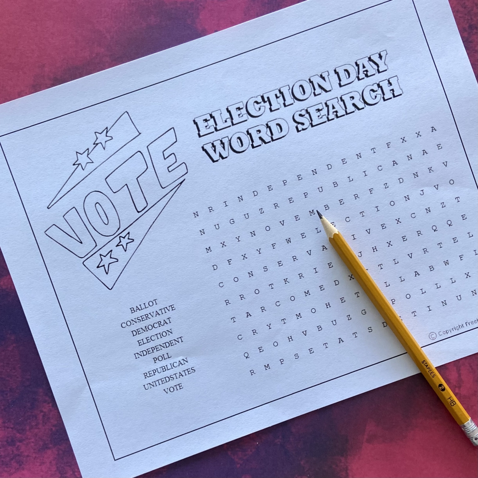 Election Day Word Search