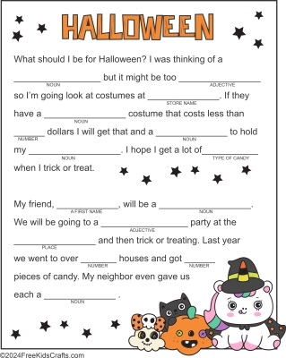 Printable Halloween Mad Lib