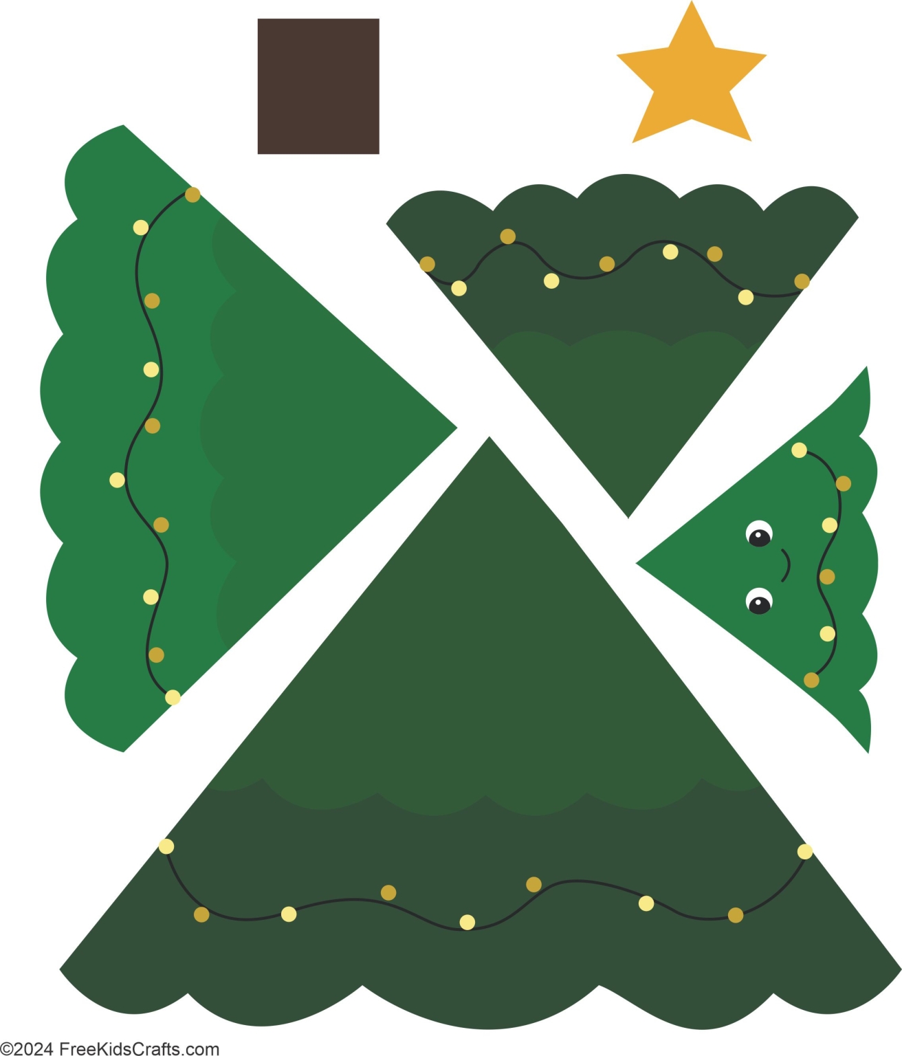 Cut and Paste Merry Christmas Tree Craft